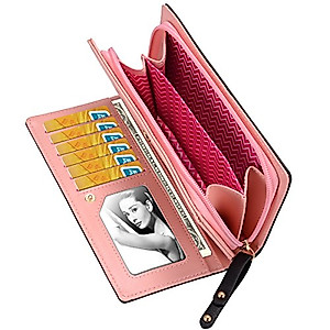 Women's Wallet Cute Cat Wallet Coin Purse Bifold Long Purse with Zipper Black