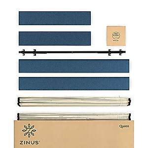 ZINUS Curtis Upholstered Platform Bed Frame / Mattress Foundation / Wood Slat Support / No Box Spring Needed / Easy Assembly, Navy, King