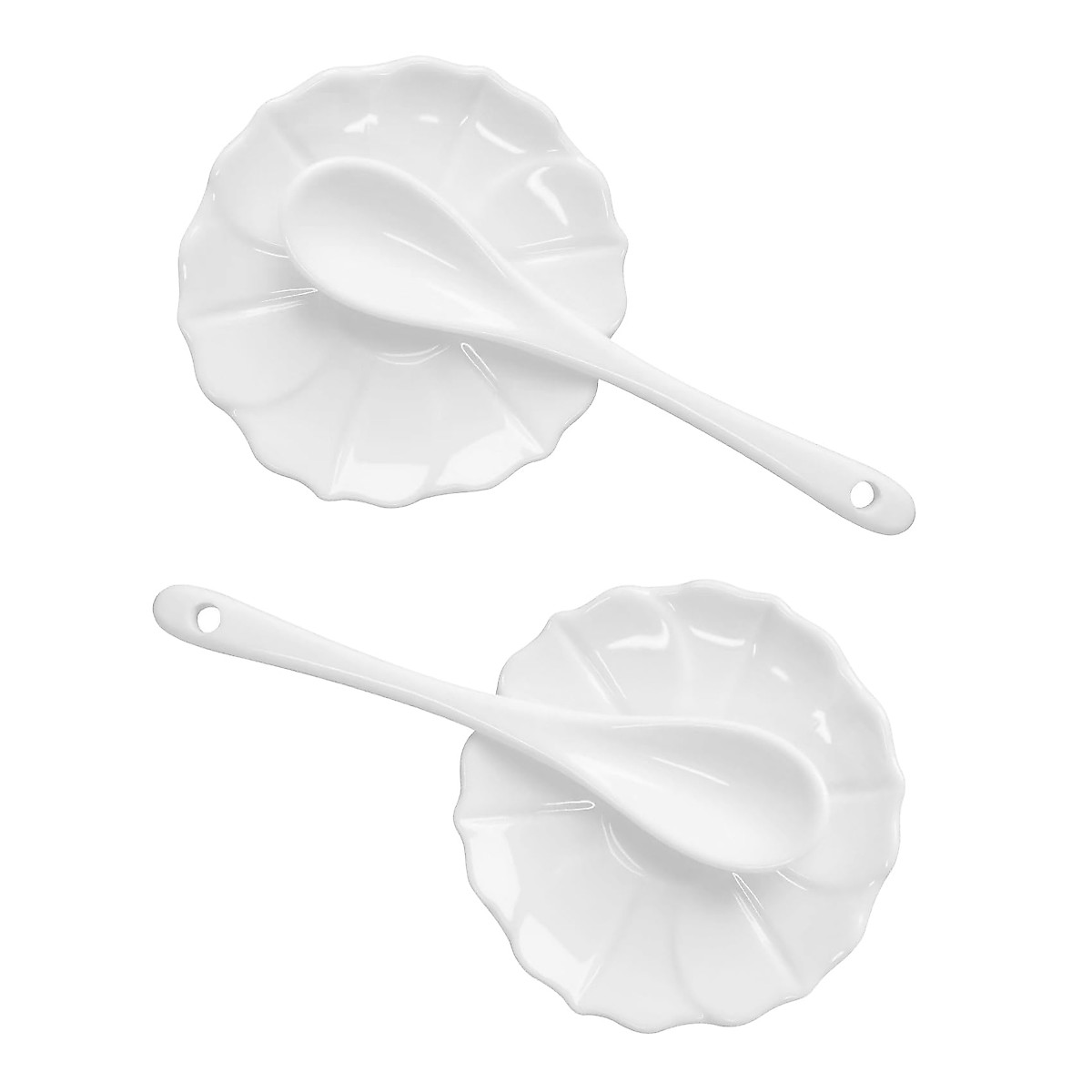 2Pack Lotus Ceramic Coffee Spoon and Rest Set, Small Ceramic Coffee Spoon Holder, spoon holder for coffee bar,Coffee Bar Coffee Stirrers Holder for Coffee Station Kitchen Accessories nice Present