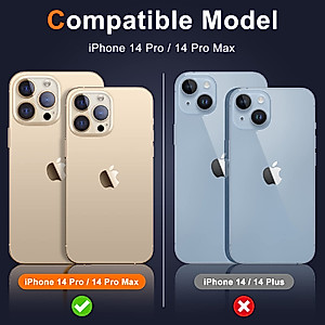 UniqueMe [3 Pack Compatible for iPhone 14 Pro Max/iPhone 14 Pro Camera Lens Protector,[Case Friendly][Scratch-Resistant] - Gold