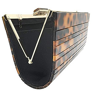 Boutique De FGG Leopard Women Acrylic Clutch Purse Evening Bags Fashion Party Dinner Shoulder Handbags (Medium,Leopard)