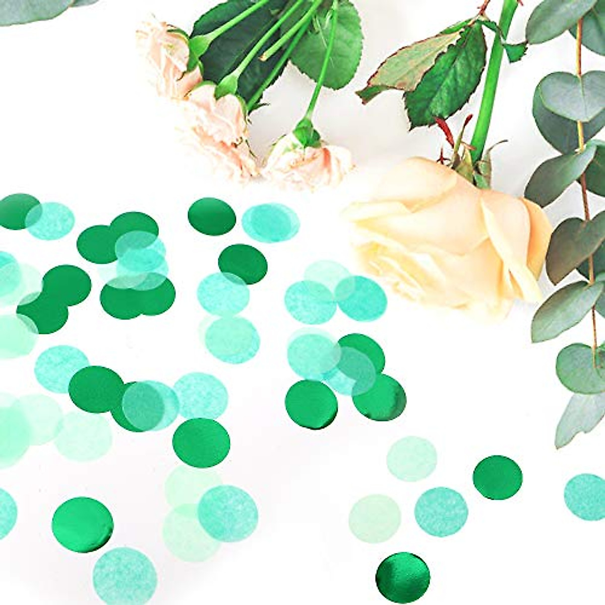 VCOSTORE Tissue Paper Confetti Circles - Round Confetti Dots，Large Table Confetti for Wedding Birthday Party Decoration and Gift Box decoration, 5000 pieces -Green Confetti