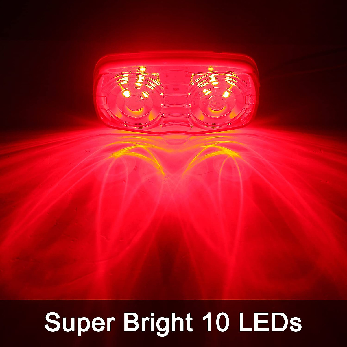 Konrali 14Pcs Double Bullseye Led Marker Lights 10 LED, 2x4 Rectangle Led Trailer Marker Lights Red/Amber Surface Mount 12V Airstreams RV Camper Led Marker Clearance Lights Sealed (7 Amber+ 7 Red)