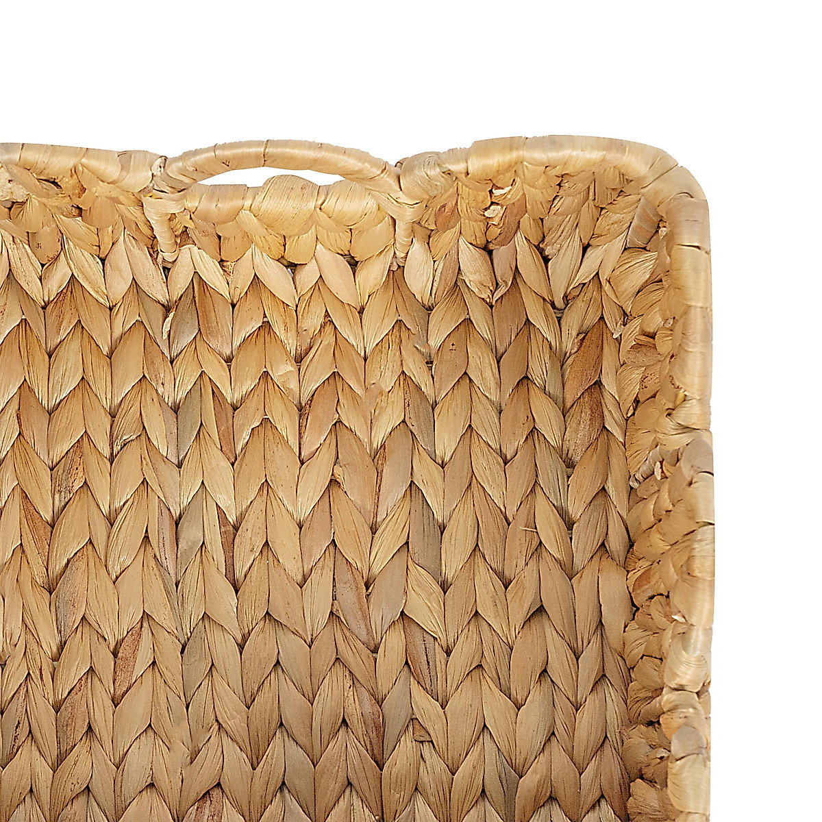 Set of 2 Scalloped Basket | Hand Woven Scallop Basket | Scalloped Wicker Basket with Handles | Scalloped Edge Basket Shelf Decorative | Natural Water Hyacinth scalloped baskets for Organizing