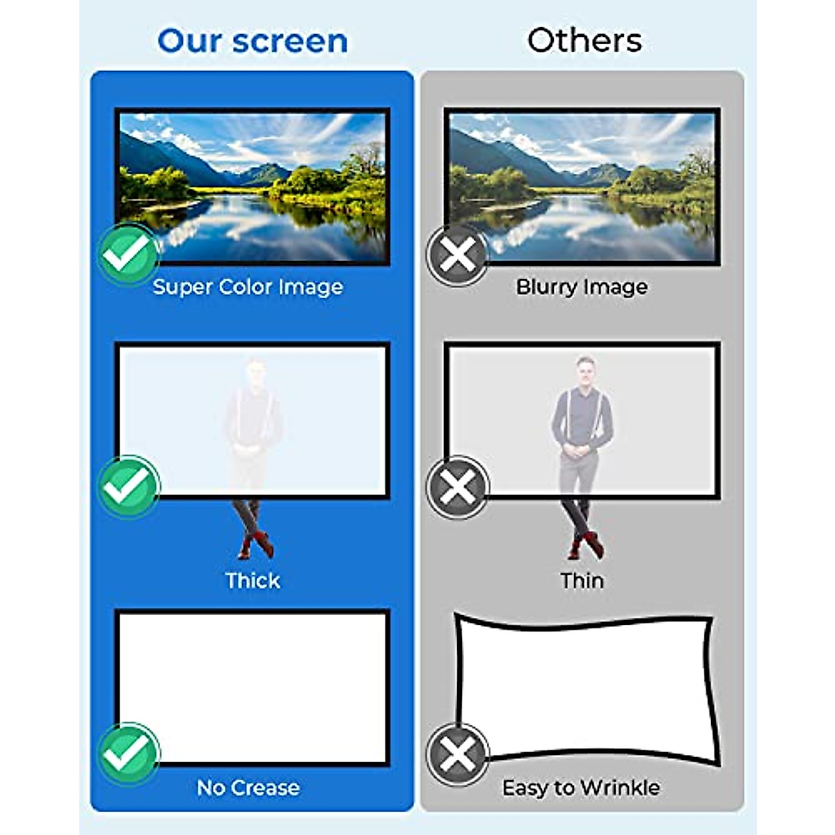 MOOKA Projector Screen with Stand-120 inch, Portable Indoor Outdoor Projector Screen Fordable, 16:9 4K HD Wrinkle-Free Outdoor Movie Screen with Carry Bag, Front Rear Video Projection Screen for Movie