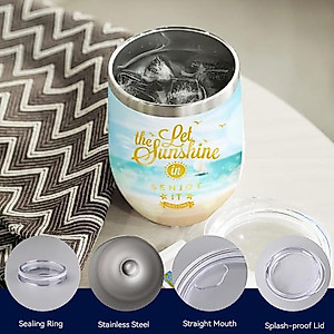 silichee 12 Oz Stainless Steel Coffee Travel Mug with Lid Let the Sunshine in Summer Beach Poster Insulated Tumblers Vacuum Coffee Mugs for Cold and Hot Drinks,Coffee,Wine