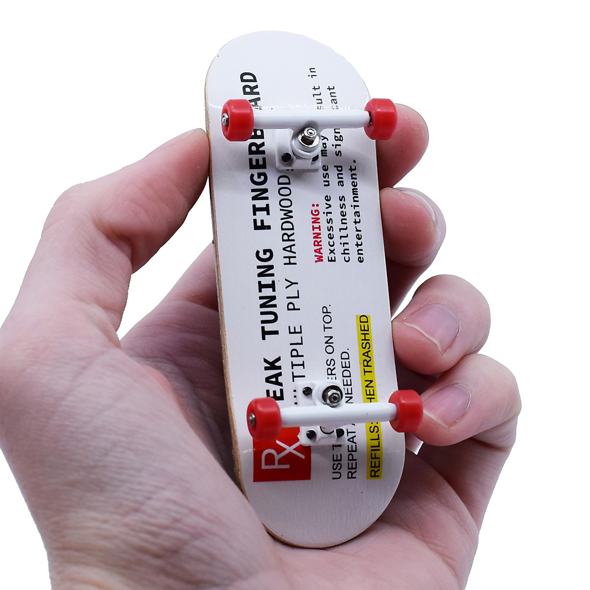 Teak Tuning 32mm Pro Fingerboard Heat Transfer Graphic Complete - Fully Assembled with Pro Level Parts - Pro Shaped Wood Deck (34x97mm), UltraSpin Wheels, Prodigy Trucks - Teak Prescription