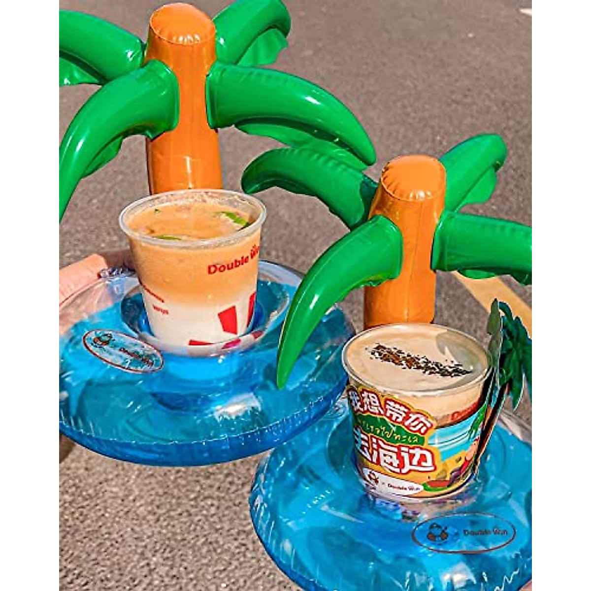 CPTC Floating Drink Cup Holder for Pool,10 Pack Inflatable Drink Holder Drink Floats Drink floaties for Swimming Pool Party