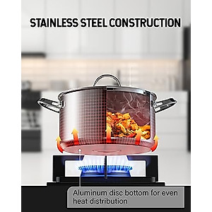 Cooks Standard Dutch Oven Casserole with Glass Lid, 7-Quart Classic Stainless Steel Stockpot, Silver