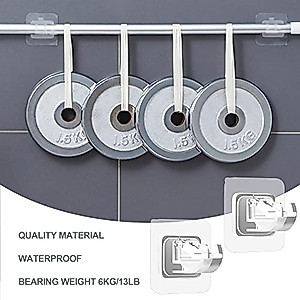 8PCS No Drill Curtain Rod Brackets No Drilling Self Adhesive Curtain Rod Holder Hooks Nail Free Adjustable Curtain Rod Hooks Curtain Hangers for Bathroom Kitchen Home Bathroom and Hotel (Transparent)