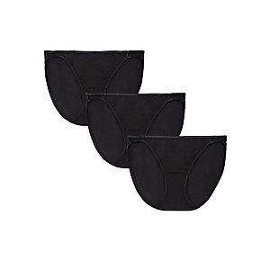 Vanity Fair Women's Illumination String Bikini Panties, Silky Stretch & Satin Trim, 3 Pack-Midnight Black, 8