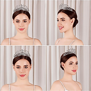 Tiara for Women, Crown and Tiara for Girl Princess, Bride Wedding Happy Birthday Halloween Cosplay Hair Accessories Decorations (Silver Style B)