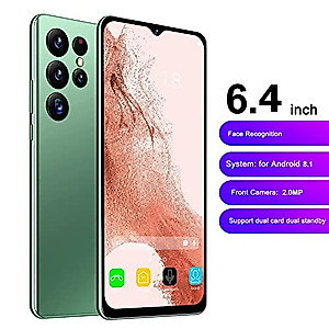 Heayzoki Unlocked Cell Phones, S22 Ultra 6.4 Inch Mobile Phone Hd Screen 16Gb 2GB Smartphone Set Face Unlocked Cell Phone for Android 8.1(Green)