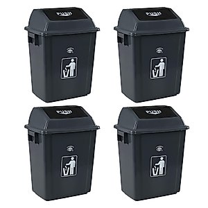Loiycg 4-Pack 5.5 Gallon Plastic Trash Can with Swing Lid, Kitchen Garbage Can, Gray