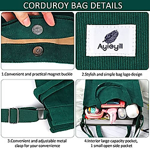 Corduroy Tote Bag for Women Crossbody Shoulder Handbags Small Satchel Bag Handbag Stylish Tote Bag for Women Corduroy Large Capacity Shoukder Bag Satchel (Z-Green)