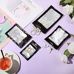 120 Pieces Smell Proof Bags Mylar Bags Aluminum Metallic Foil Bag for Food Storage, Packaging Products, Smell Proof Bags, 4 Sizes(Black)