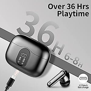 Btootos Wireless Earbud Bluetooth Headphones with 4 Mic,40H Playtime LED Power Display Bluetooth 5.3 True Wireless Earbud,Deep Bass Mini Wireless Headphones in Ear Buds Wireless Earphones Sport Black