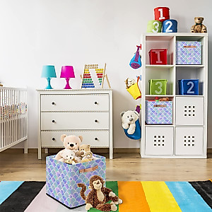 bisibuy 13x13x13 Storage Cube Bins Mermaid Fish Scale Gradient Fabric Storage Cubes 13 inch Collapsible Storage Bins Cubby Storage Baskets for Organizing Shelf Cabinet Bookcase Boxes