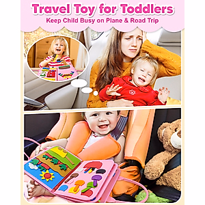 Exorany Busy Board Montessori Toys for 1 2 3 4 Year Old Girl Birthday Gifts, Busy Book Sensory Learning Easter Toys for Toddlers 1-3 2-4, Toddler Girl Travel Educational Activities