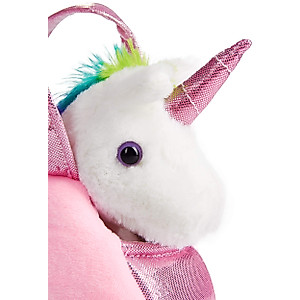 BRUBAKER Rainbow Plush Unicorn in Handbag - 8 Inches - Soft Toy in Bag - Cuddly Toy - Stuffed Animal - Pink