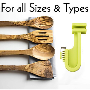 Cestash Pot Clip for Spoons - Heat Resistant Spoon Holder - Stainless Steel and Silicone Design for Extra Protection - Spoon Dock for Utensils (Green)