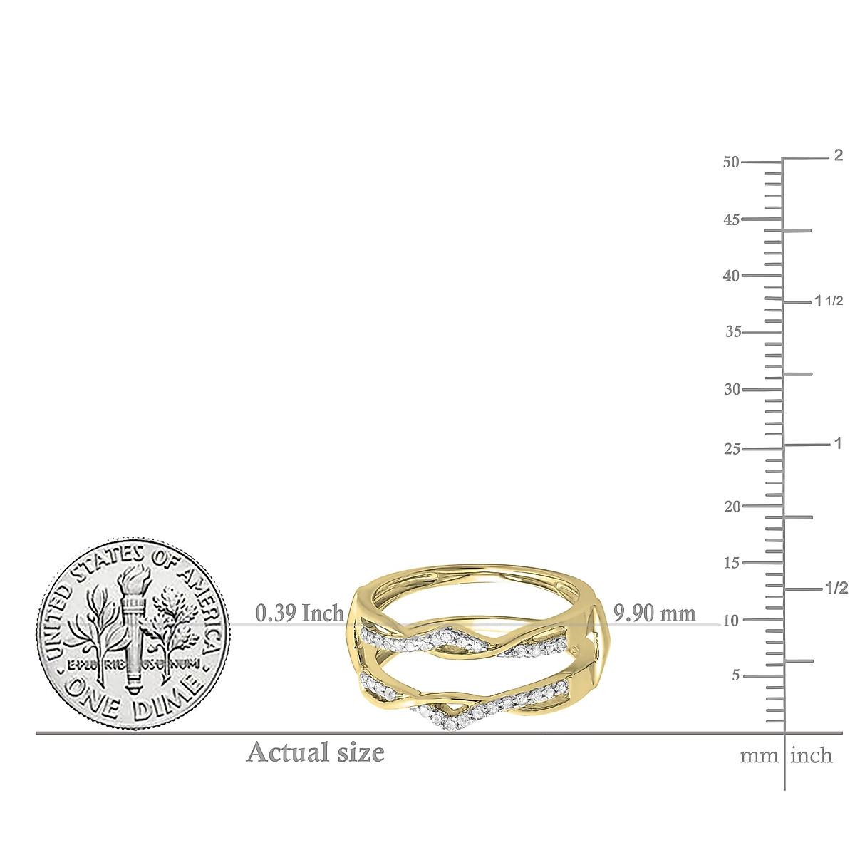 Dazzlingrock Collection 0.25 Carat Round White Diamond Twisted Chevron Wedding Enhancer Ring for Women in 14K Yellow Gold Size 9