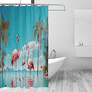 xigua Flamingos Shower Curtain - 72x72 Inch Waterproof Fabric Shower Curtains with 12 Hooks - Modern Home Bathroom Hotel Spa Decorations