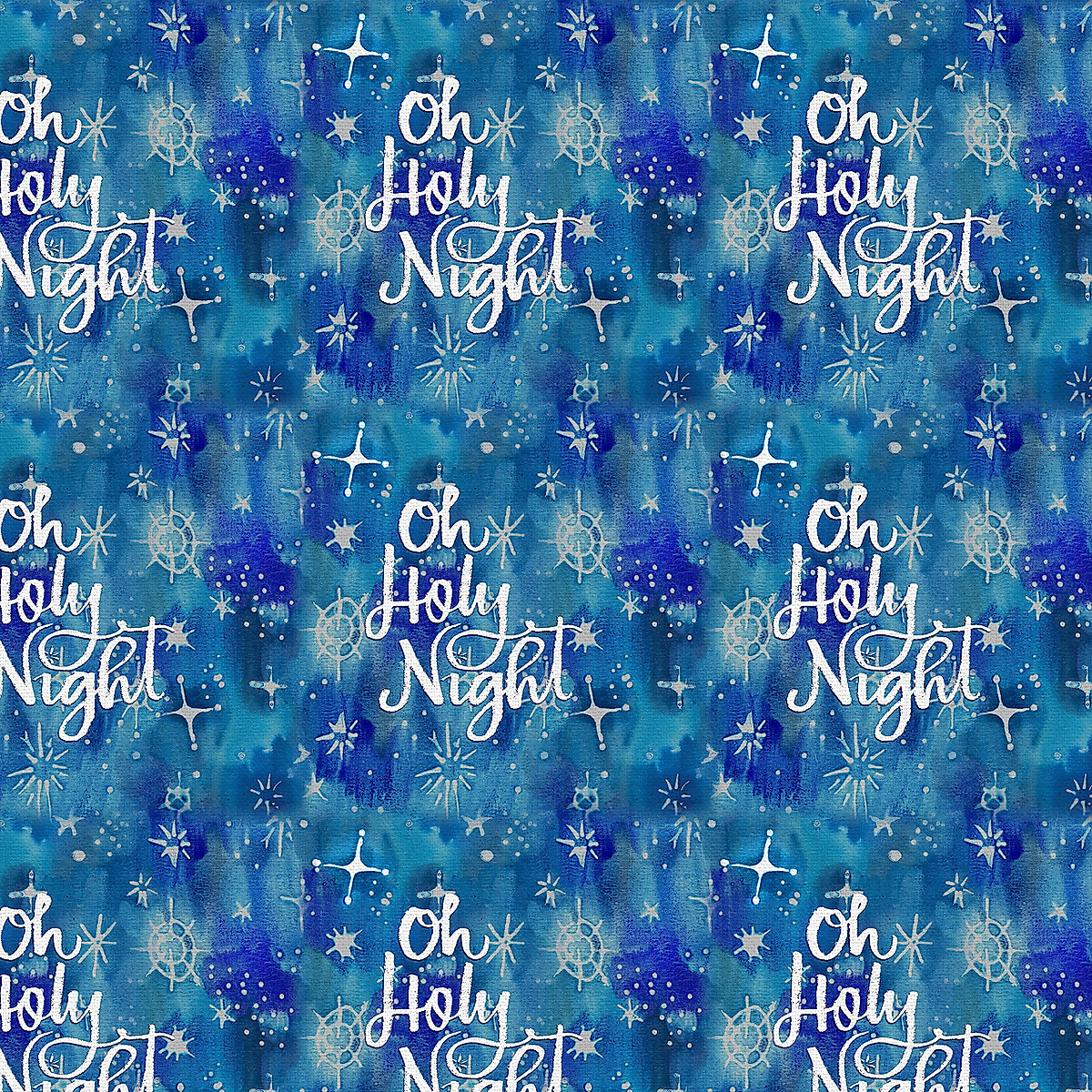 PBS Fabrics Christmas Peace by Amarilys Hendereson, Quilter's Cotton by The Yard, Oh Holy Night, Blue