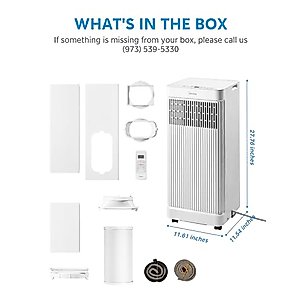 Midea 10,000 BTU ASHRAE (7,100 BTU SACC) Portable Air Conditioner Smart Control, Cools up to 300 Sq. Ft., with Dehumidifier & Fan mode, Easy- to-use Remote Control & Window Installation Kit Included