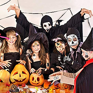 Partywind 10 Sheets Luminous Halloween Temporary Tattoos for Kids, Glow Halloween Decorations Birthday Party Favors Supplies, Halloween Fake Tattoos Goodie Bag Fillers Games Accessories for Party