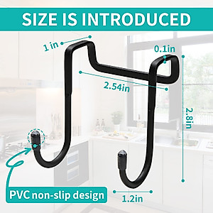 Tinfol 8 Pack Cabinet Door Hooks, Double S-Shaped Over Door Shower Hook, Stainless Steel Over Door Hook, for Kitchen, Bathroom, Closet, Cabinet Cupboard, Shower, Drawer, Wardrobe, Office (Black)