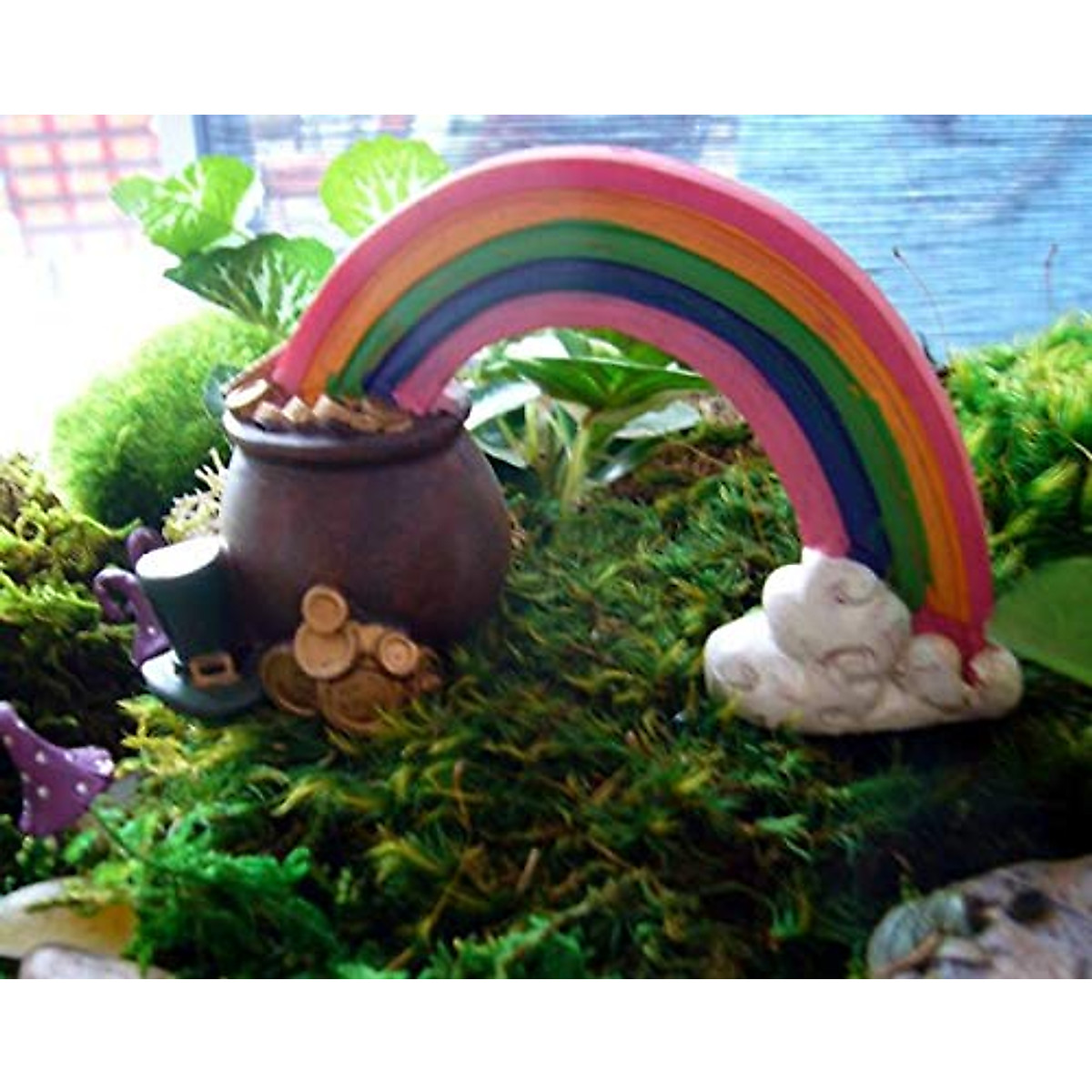 MIABE Miniature Fairy Garden AccessoriesSupplies for Rainbow and Pot of Gold 1pc MI 55806 Irish for Garden, Patio, Deck, Porch, Terrarium, Dollhouse - Yard Art Decoration.