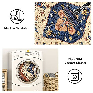Bsmathom Area Rug Vintage Rug Traditional Rug Retro Kitchen Accent Rug Non-Slip Non-Shedding Carpet Rug Boho Washable Floor Carpet Kitchen Mat Runner Rug for Bedroom Living Room Bathroom