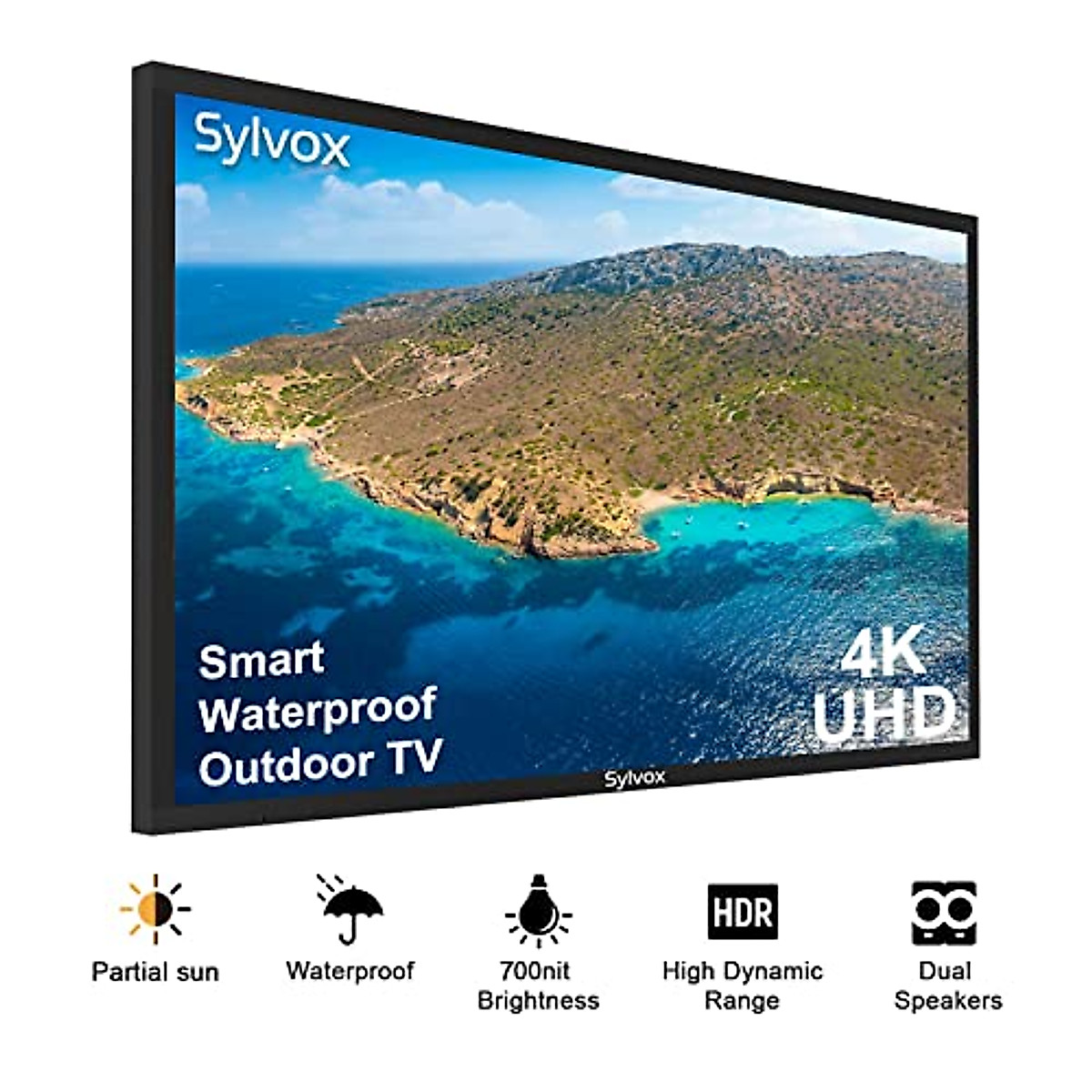 SYLVOX 55 inch TV, 4K Smart TV Support WiFi and Bluetooth (Deck Series, 2022)