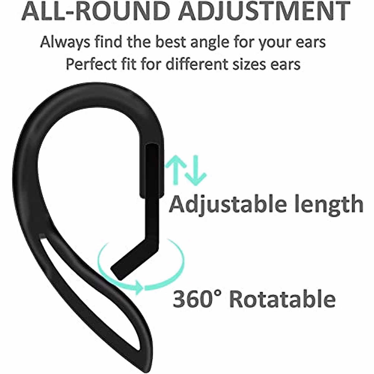BLLQ 2 Pairs Ear Hooks Compatible with AirPods 3rd Generation [Multi-Dimensional Adjustable] Anti-Slip Ear Fins Accessories Compatible with AirPods Pro AirPods 3 2 1 Gen,Black/White