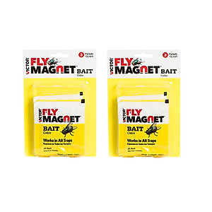 2-Pack Victor Fly Magnet Replacement Bait (3-Packets of 12g Bait per Pack=6 baits); Patented Non-Poisonous Bait for Outdoor use; Children, Pets&Environment Safe. Works w/Victor Fly Magnet Trap!