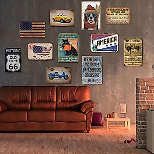This is what I did. I read books, I drink coffee and the slogan of things I know, cat cans vintage art deco logo suitable for home kitchen bathroom farm garden cafe and other wall decoration 8x12 inches, 12x16 inches (8x12 inches)
