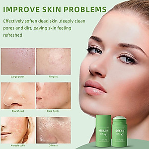 YIROCKAABBLL Green Tea Stick Mask for Face,green mask stick Blackhead Remover with Extract,Deep Pore Cleansing,Moisturizing,Oil Control,Clay Face Mask,Skin Brightening All Skin Types Men Women (3PCS)