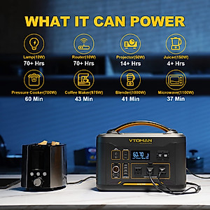 VTOMAN Jump 1500X Portable Power Station 1500W (3000W Peak), 828Wh LiFePO4 (LFP) Battery Powered Generator with Expandable Capacity, 3x Pure Sine Wave 1500W AC Outlets, 2xPD 100W, 3x Regulated 12V DC