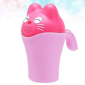 Cabilock Fashion Creative Baby Shower Water Cup Adorable Shower Shampoo Cup Bath Wash Cups Shampoo Rinser with Handle (Pink)