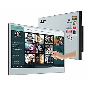 elecsung 22 inch Touchscreen Smart Mirror TV for Bathroom IP66 Waterproof Television with Integrated HDTV(ATSC) Tuner Full HD 1080P with Wi-Fi