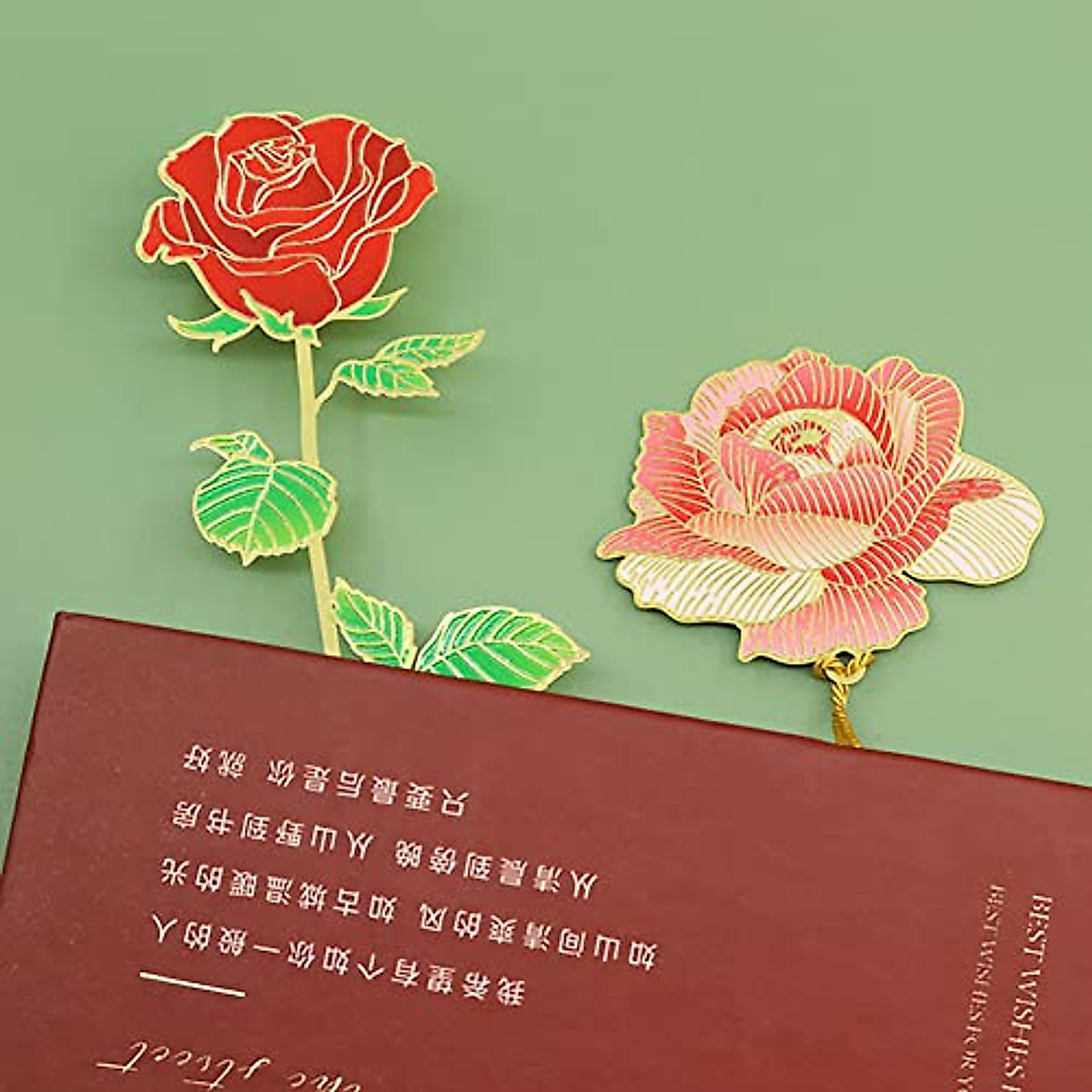 Metal Red Rose Bookmarks Valentines Day Teacher Gifts for Women Girlfriend Graduation Mothers Day Rose Gifts Cute Bookmark Teacher Appreciation Birthday Gifts Book Marker for Book Lovers