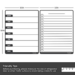 ALEZEL Magnetic Weekly Calendar for Fridge - 8.5"x6.5", Simple Dry Erase Menu Board Set for Fridge - Includes 1 Grocery List (to Do List) & 1 Weekly Meal Planner Whiteboard, 3 Markers + 1 Eraser