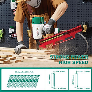 KingOu Mexican Style NR2183 21 Degree Aluminum Magazine Framing Nailer, Pneumatic Framing nail gun, 2-Inch up to 3-1/4-Inch Plastic Collated Full Head Framing Nails, Framing, Wooden House Building