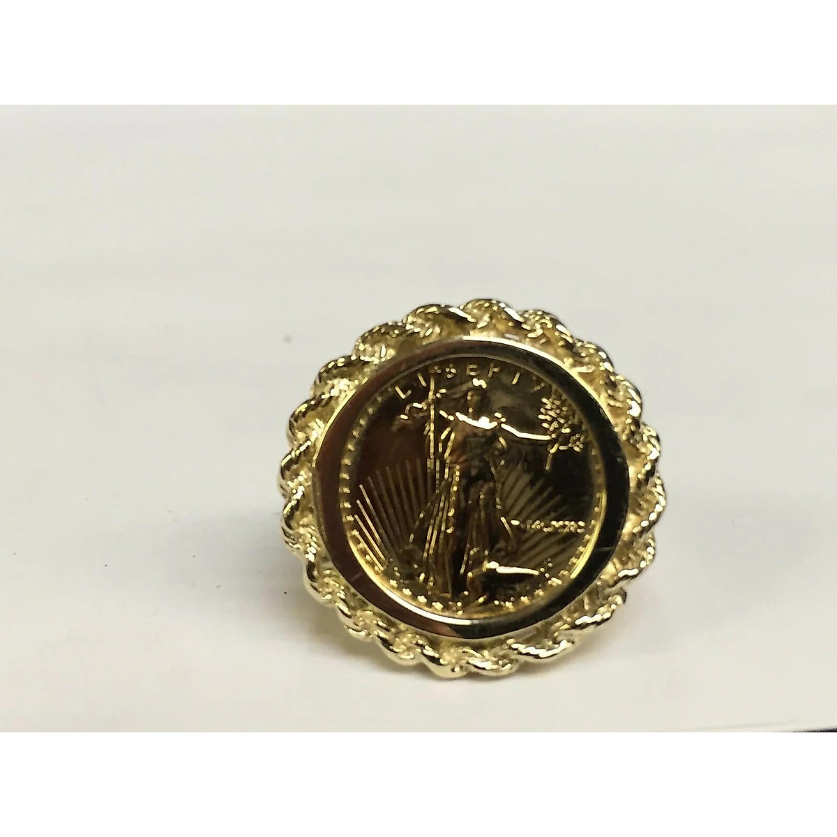 TEX 14k Yellow Gold Ring, 1/10oz US Lady Liberty Coin, Approx 11.4g