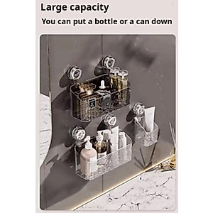 PUCHEN Light Luxury Style Glacier Pattern Suction Cup Shelf, 2024 New Suction Shower Caddy, Shower Suction Cup Shelf Basket, Shower Dispenser Soap Organizer, Suction Cup Shower Shelves (Small)