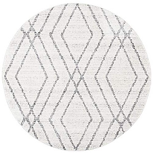 SAFAVIEH Adirondack Collection 6' Round Ivory/Grey ADR162A Modern Moroccan Non-Shedding Dining Room Entryway Foyer Living Room Bedroom Area Rug