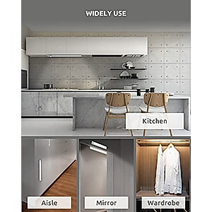 Pluralla Closet Light Rechargeable, 41 LED Under Cabinet Light with Motion Sensor, Magnetic Wireless Light Fixtures, 3 Colors Dimmable Under Counter Night Light for Kitchen/Wardrobe/Stairway - 2 Pack