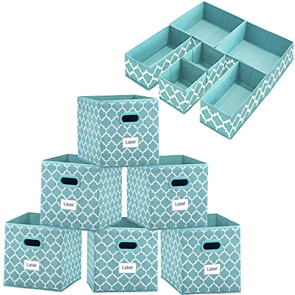 Cube Storage Bins 11x11 inches and Clothes Drawer Organizer(Blue)