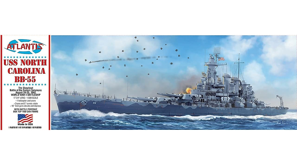 USS North Carolina BB-55 Model Kit - 1/500 Scale Battleship Replica